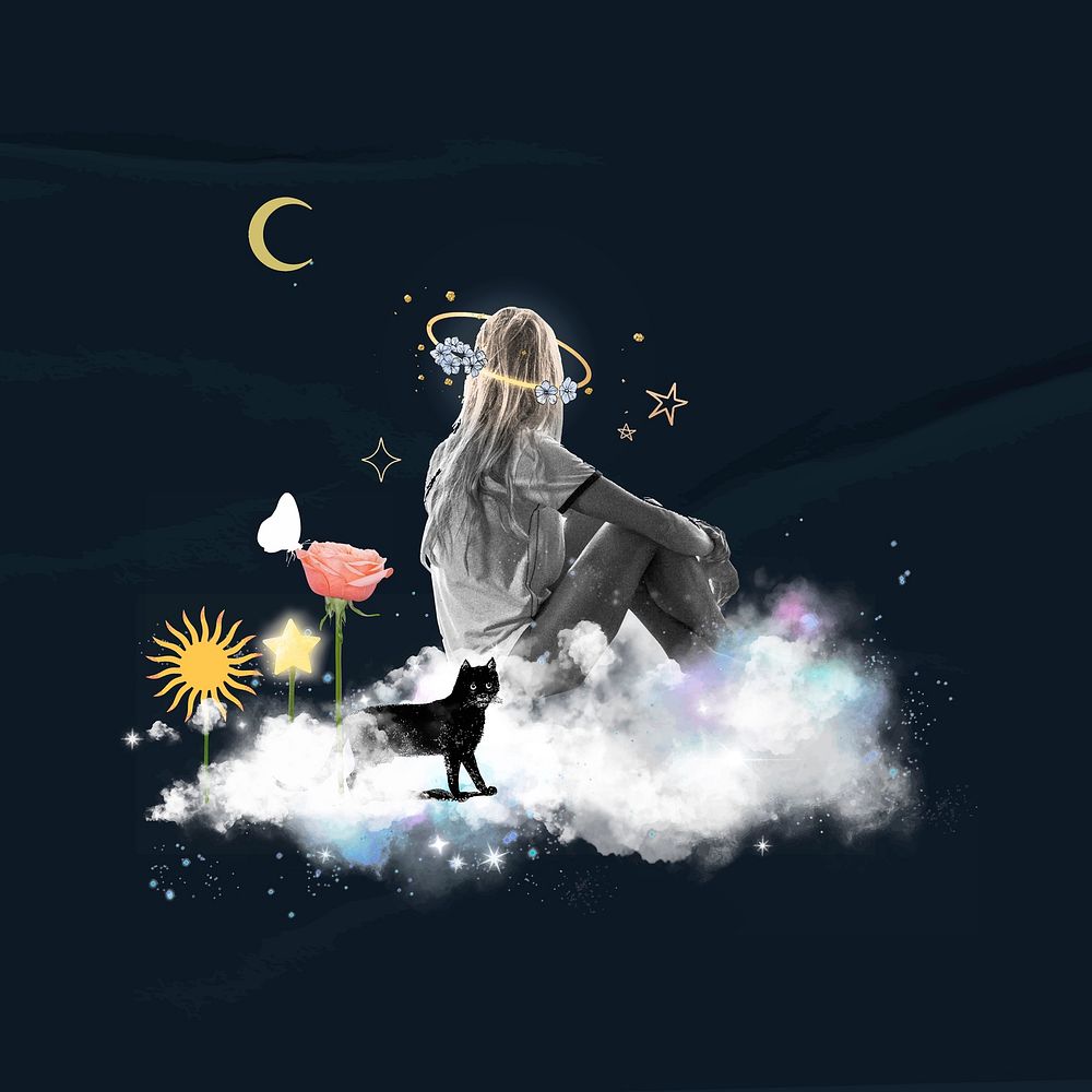 Loneliness collage element, dreamy design | Premium Vector - rawpixel