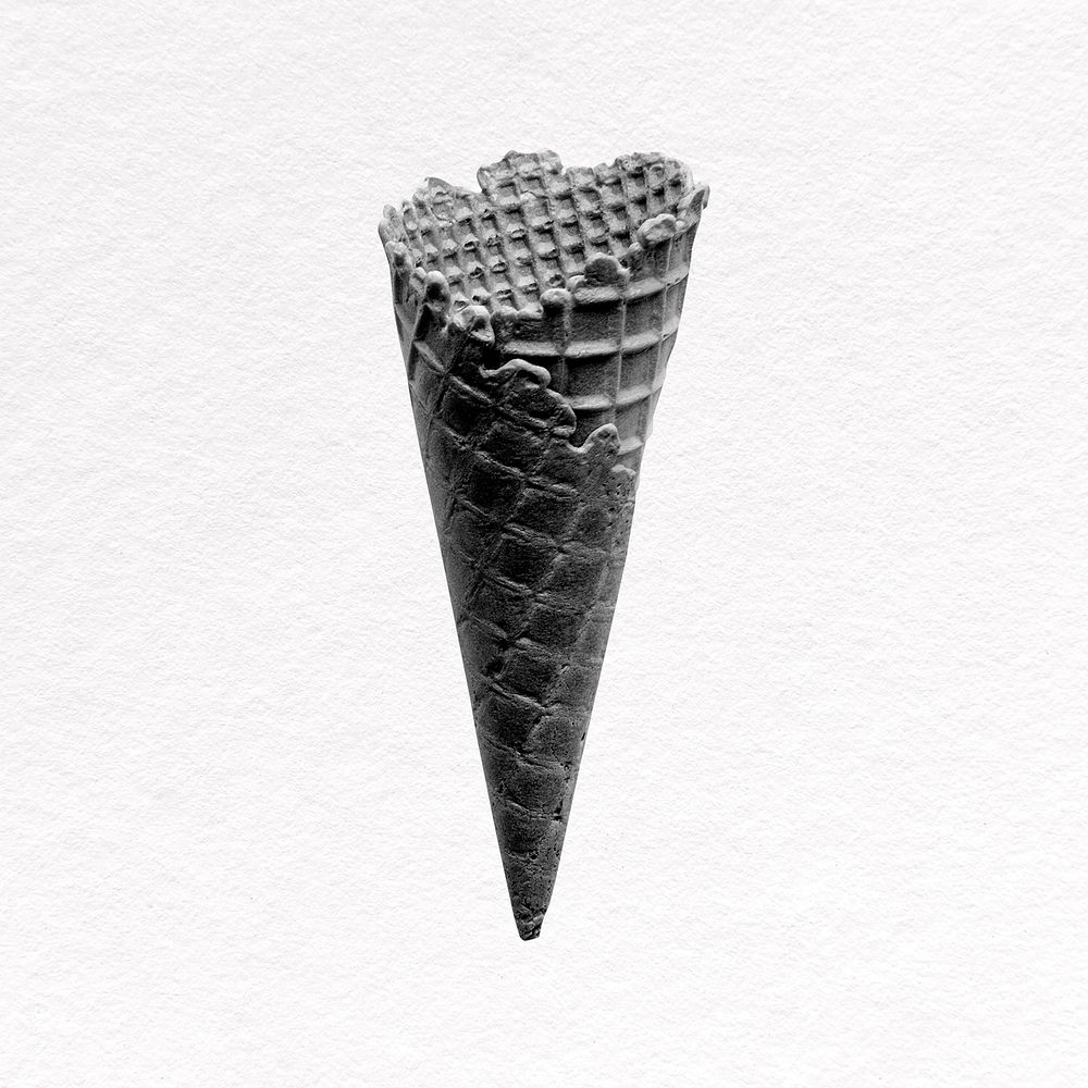 Ice cream cone clipart, grayscale | Free Photo - rawpixel