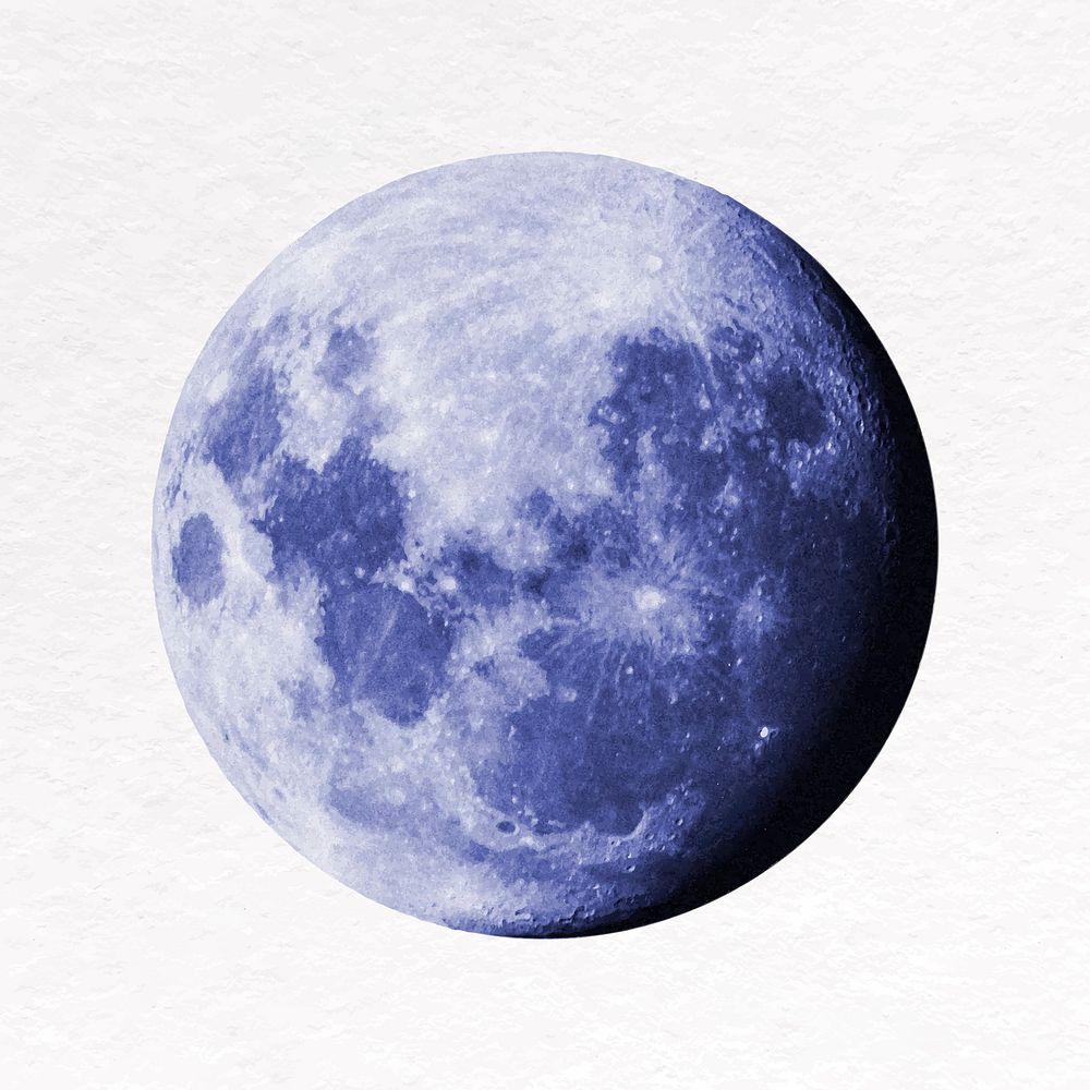 Blue moon clip art, surreal | Premium Vector - rawpixel