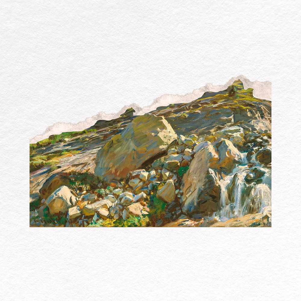 Waterfall landscape ripped paper collage | Premium Photo - rawpixel