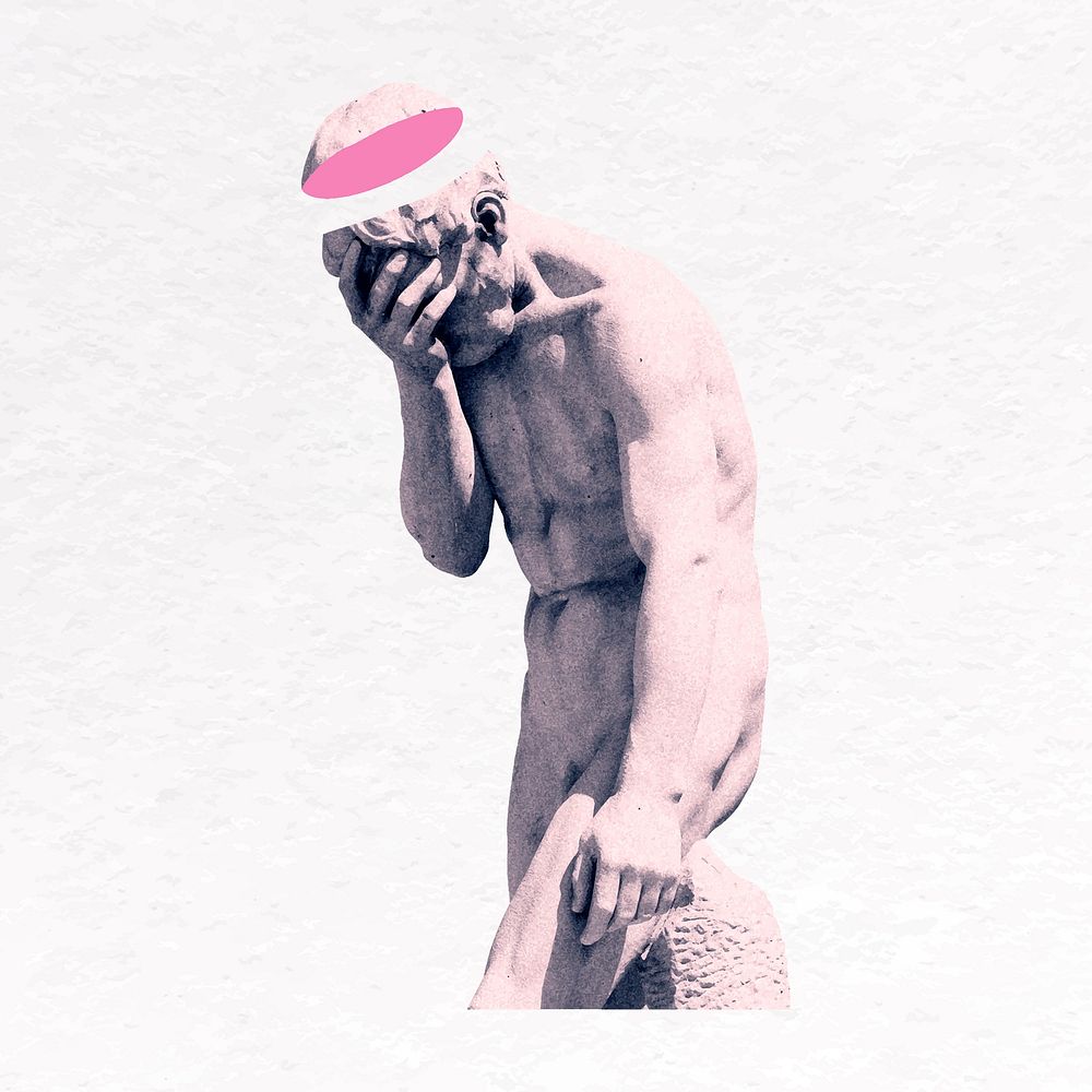 Depression collage element, sad statue | Premium Vector - rawpixel
