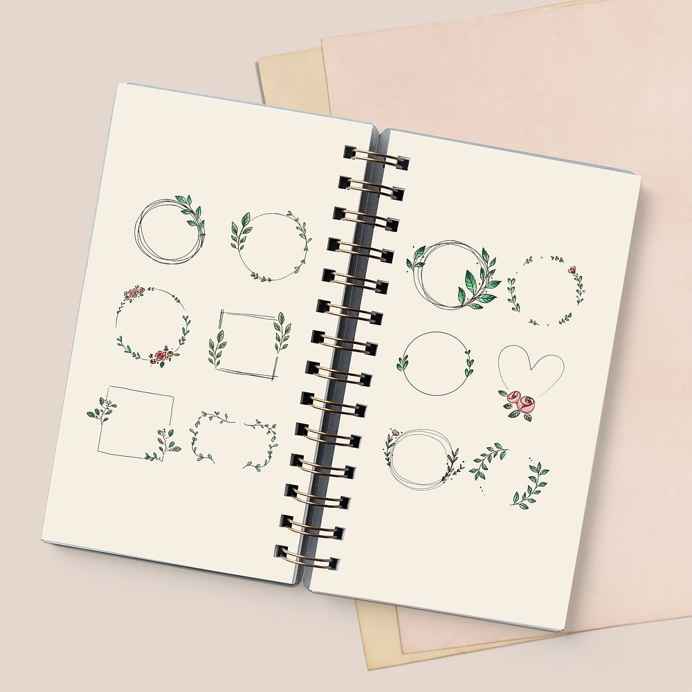 Botanical frame notebook mockup illustration | Premium PSD Mockup ...