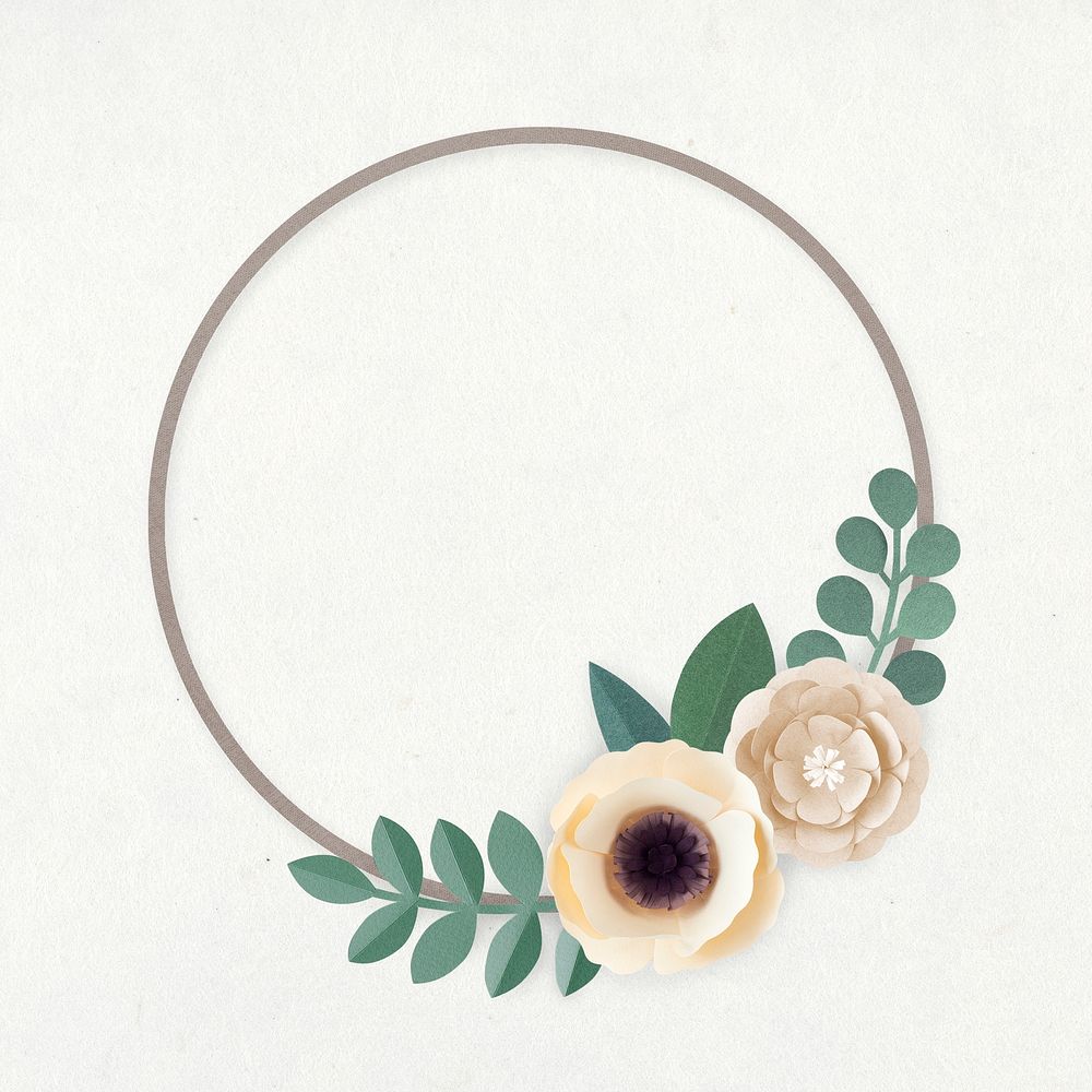 Round paper craft flower wreath | Premium PSD - rawpixel