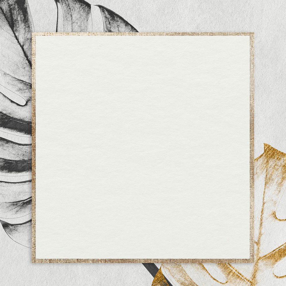 Golden square monstera frame design | Premium PSD - rawpixel