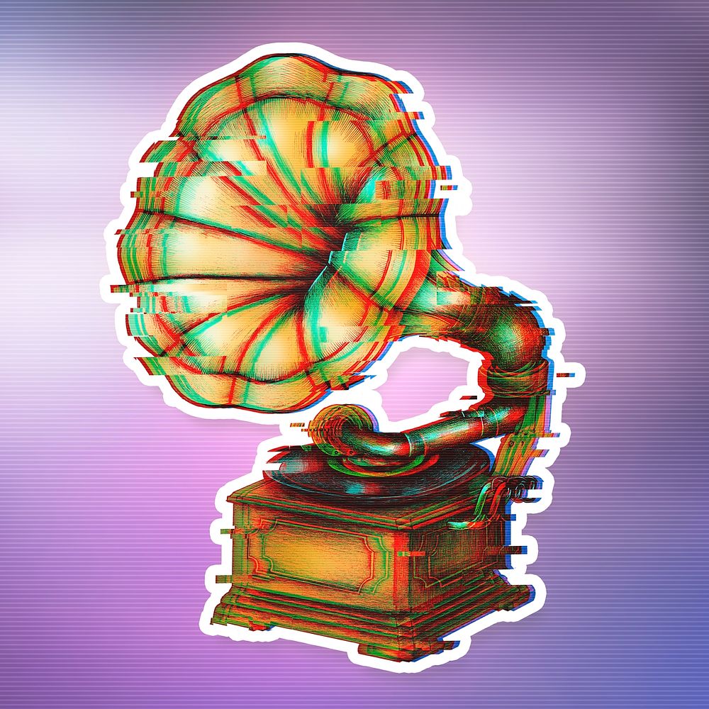 Gramophone glitch effect sticker overlay | Premium PSD - rawpixel