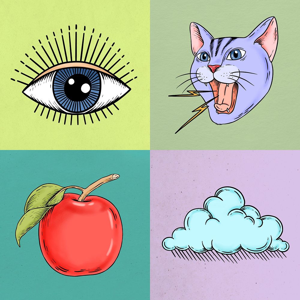 Colorful sticker overlay collection design | Premium PSD - rawpixel