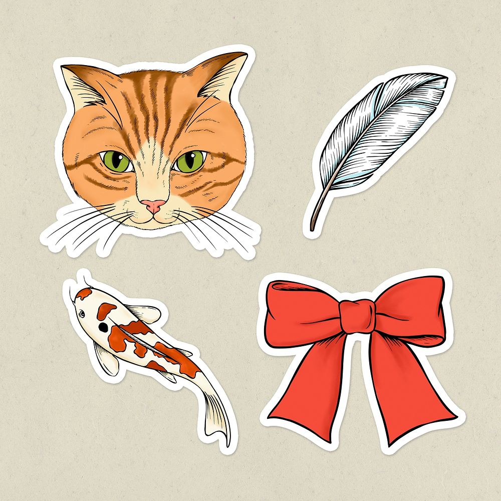 Colorful mix stickers set design | Premium PSD - rawpixel