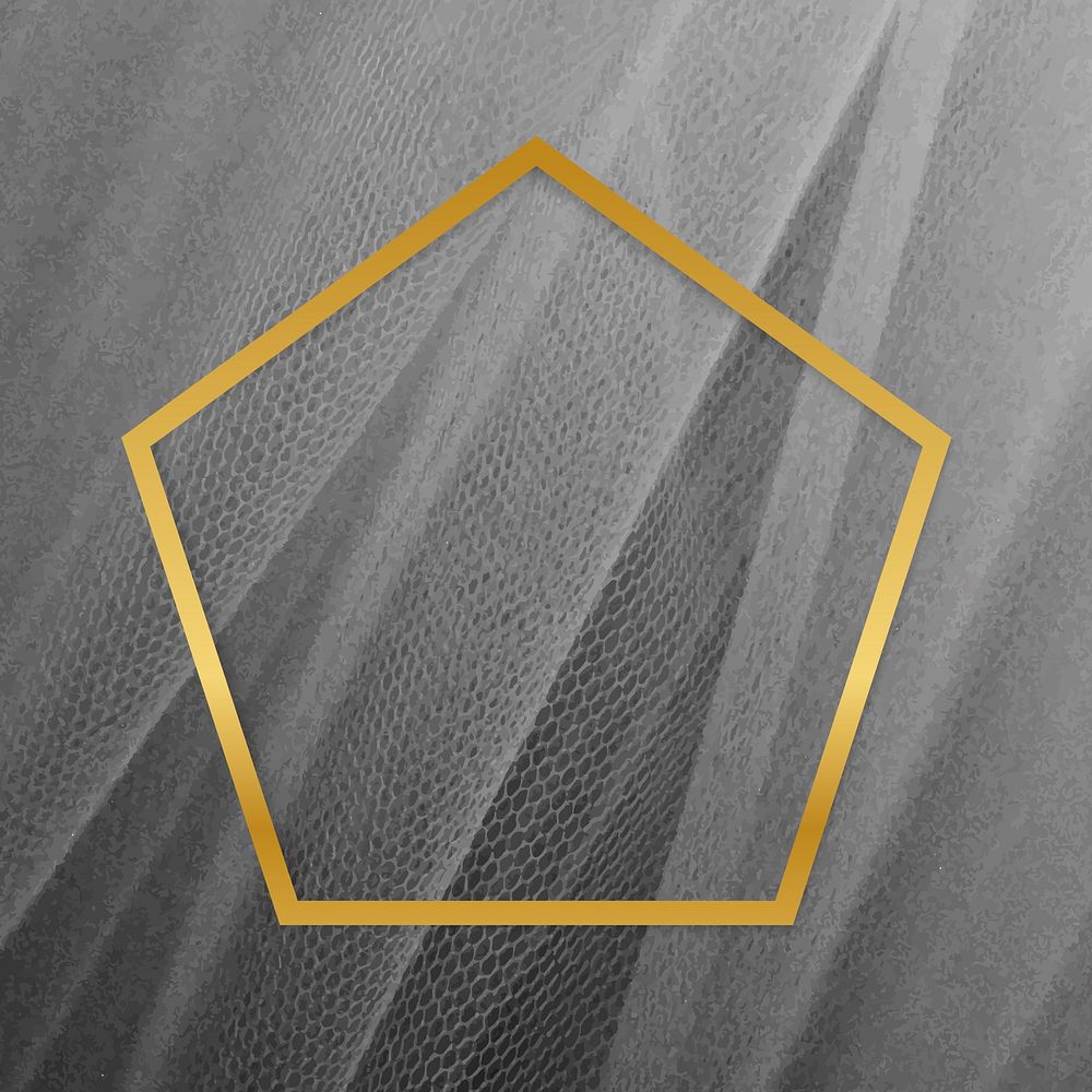 Golden framed pentagon on a gray | Free Vector - rawpixel