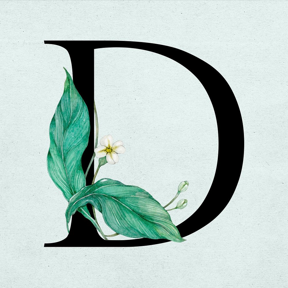 Psd letter d vintage botanical | Premium PSD - rawpixel