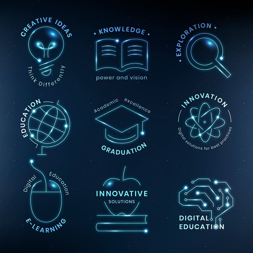 Education technology logo blue graphic | Premium Photo - rawpixel