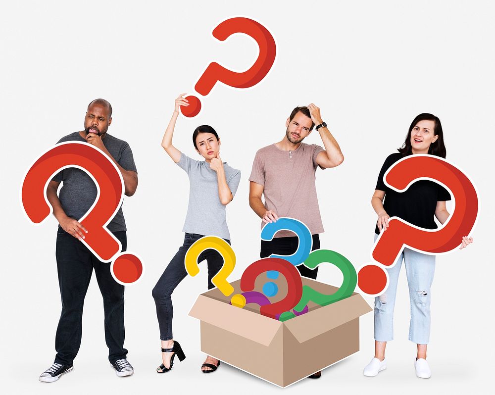 Curious people with question marks | Premium PSD - rawpixel