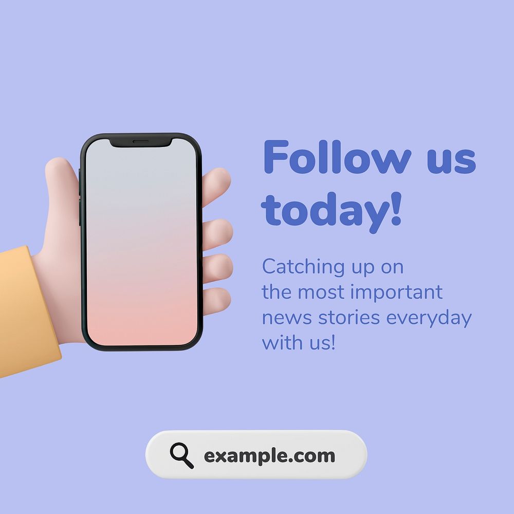 Follow us 3D template, Instagram | Premium Vector Template - rawpixel