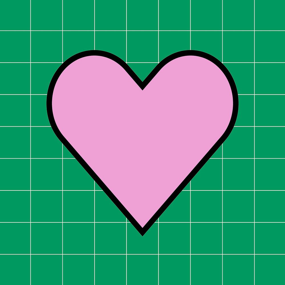 Heart clipart, retro grid design | Free Vector - rawpixel
