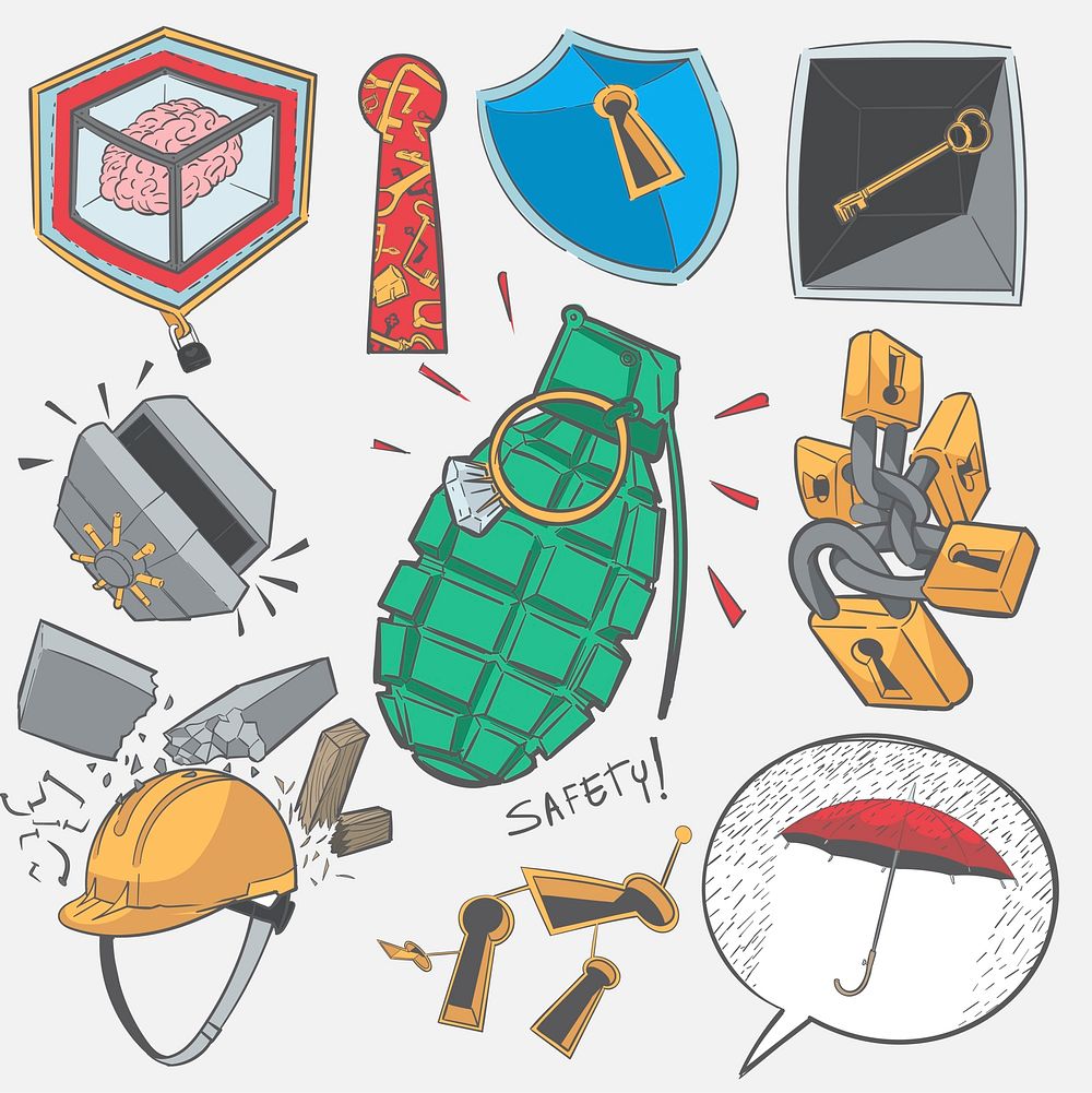Hand drawing illustration set of safety | Premium Vector - rawpixel