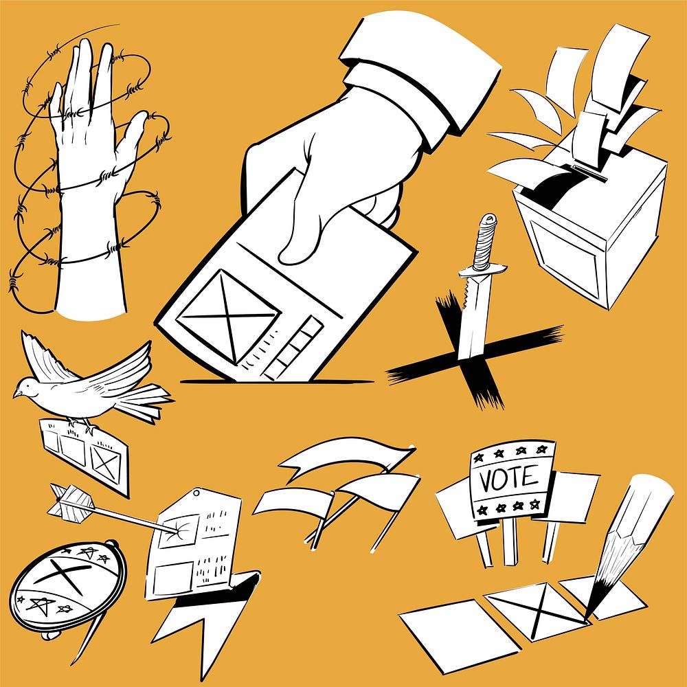 Hand drawing illustration set election | Premium Vector Illustration ...