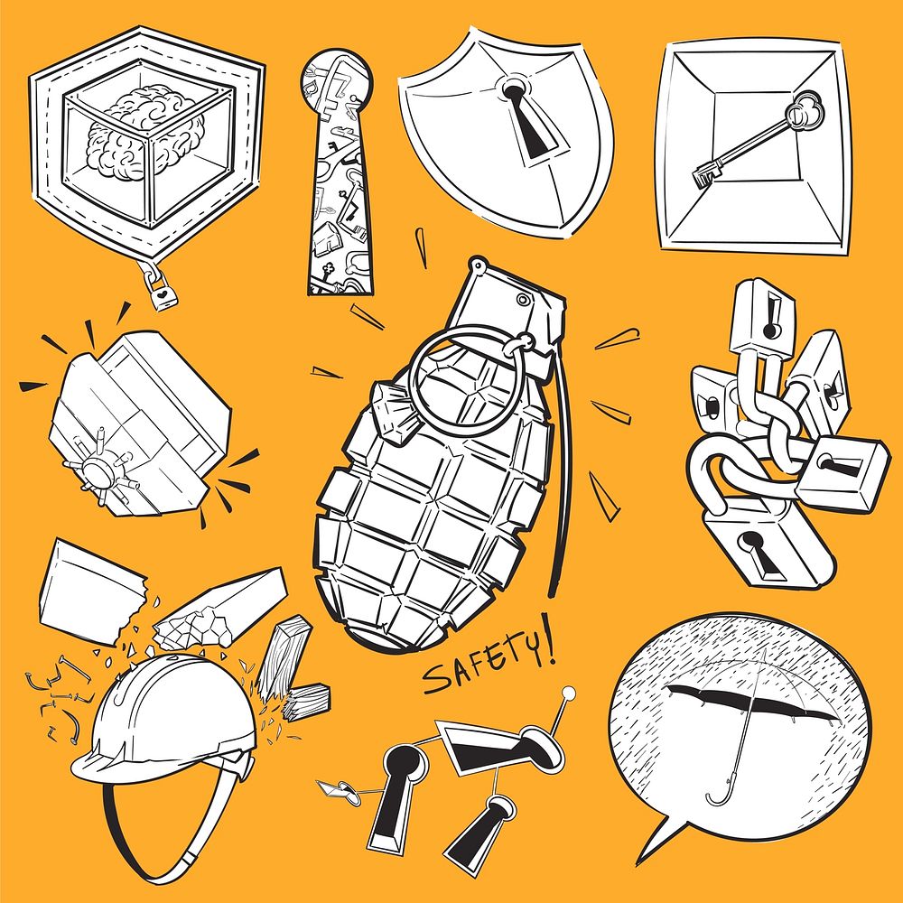 Hand drawing illustration set safety | Free Photo - rawpixel