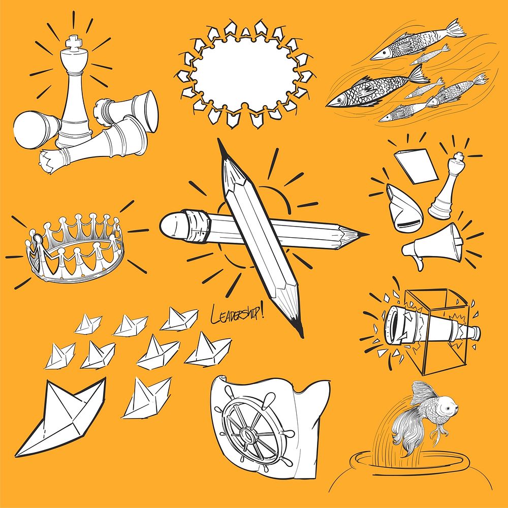 Hand drawing illustration set of leadership | Free Photo - rawpixel