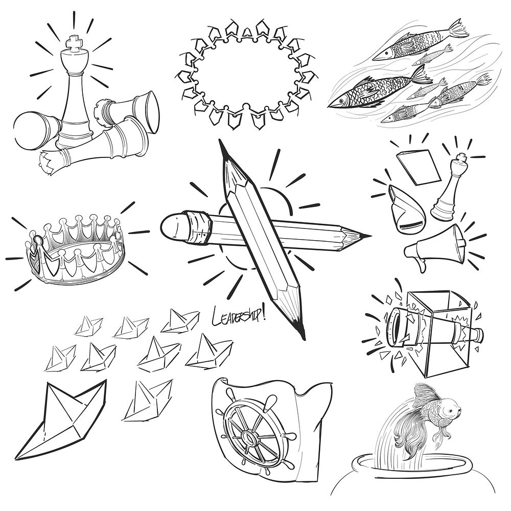 Hand drawing illustration set of leadership | Free Photo - rawpixel