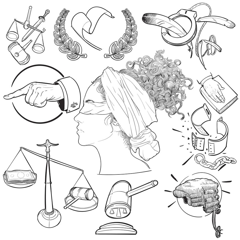 Hand drawing illustration set justice | Free Photo - rawpixel