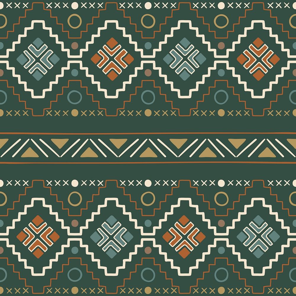 Ethnic seamless pattern background, green | Free Photo - rawpixel