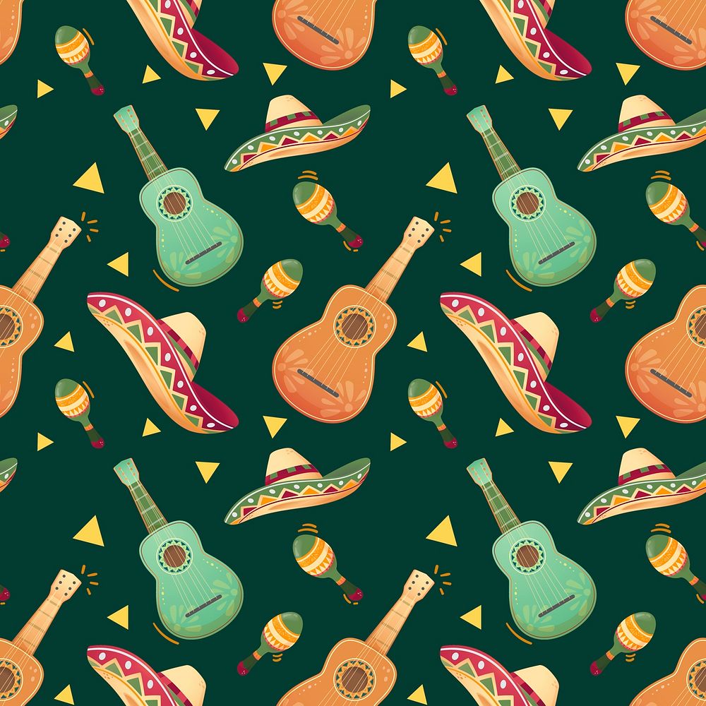 Green Mexican guitar seamless pattern | Premium PSD - rawpixel