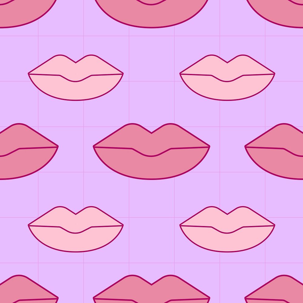 Pink lips pattern background, cute | Premium PSD - rawpixel