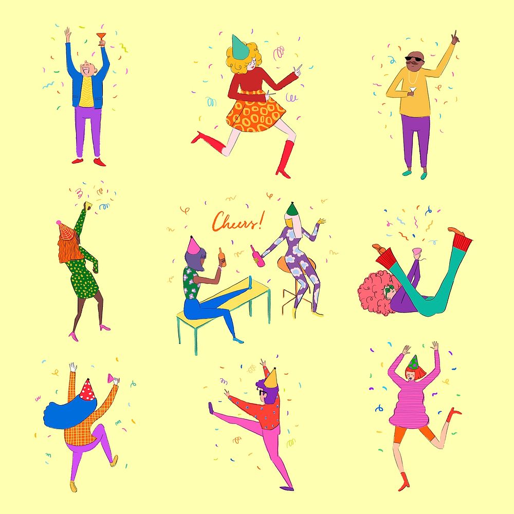 Cute party collage element, drawing | Premium PSD - rawpixel