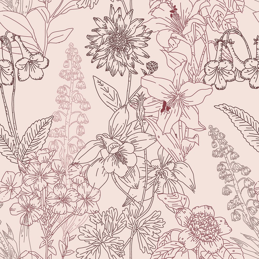 Seamless floral background, aesthetic minimal | Premium Vector ...