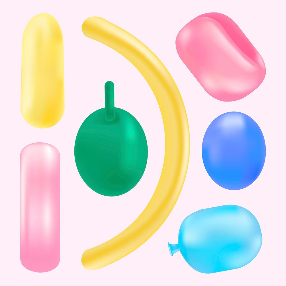 Colorful balloons collage elements psd | Premium PSD - rawpixel