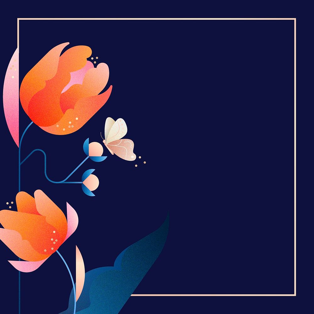 Orange floral post frame background, | Premium Vector - rawpixel