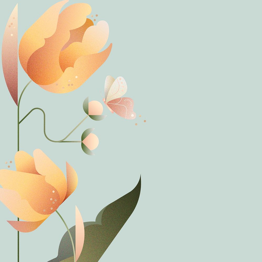 Aesthetic blue background, floral border | Free Photo - rawpixel