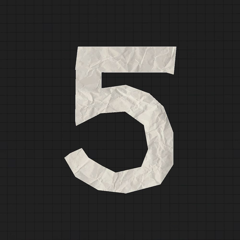 Paper craft number 5, typography | Vector - rawpixel