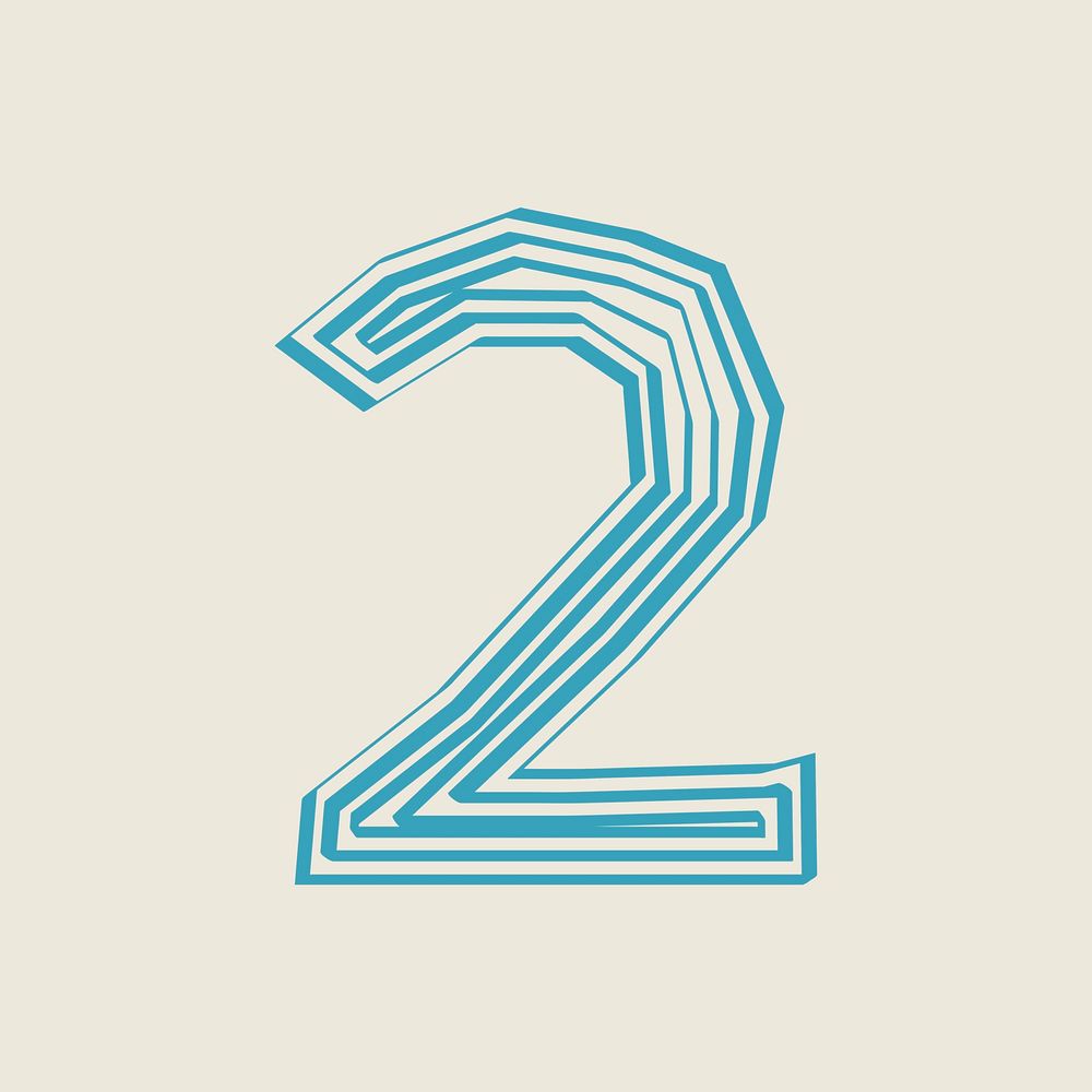 Blue patterned number 2 sticker, | Premium PSD - rawpixel