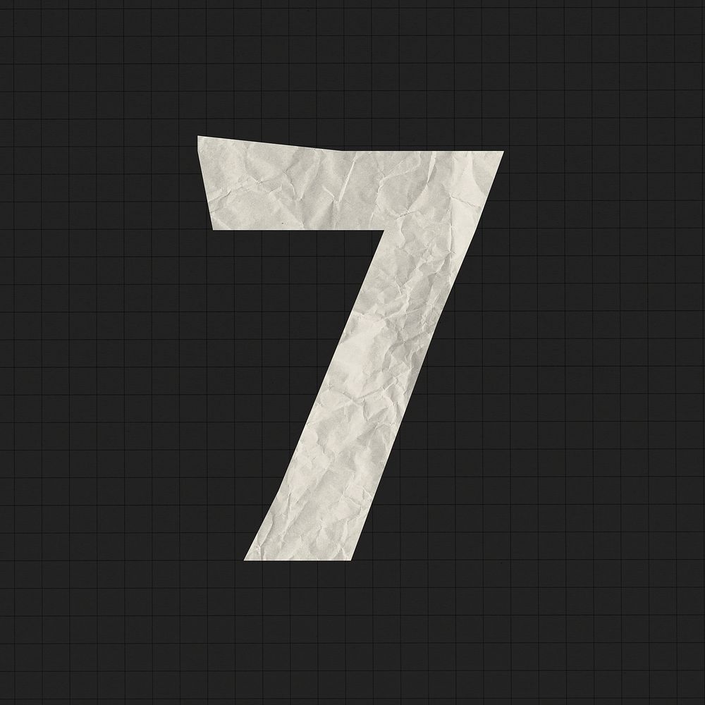 Number 7 sticker, crumpled paper | Premium PSD - rawpixel