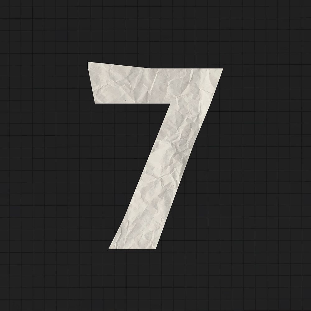 Number 7 typography sticker, crumpled | Premium Vector - rawpixel