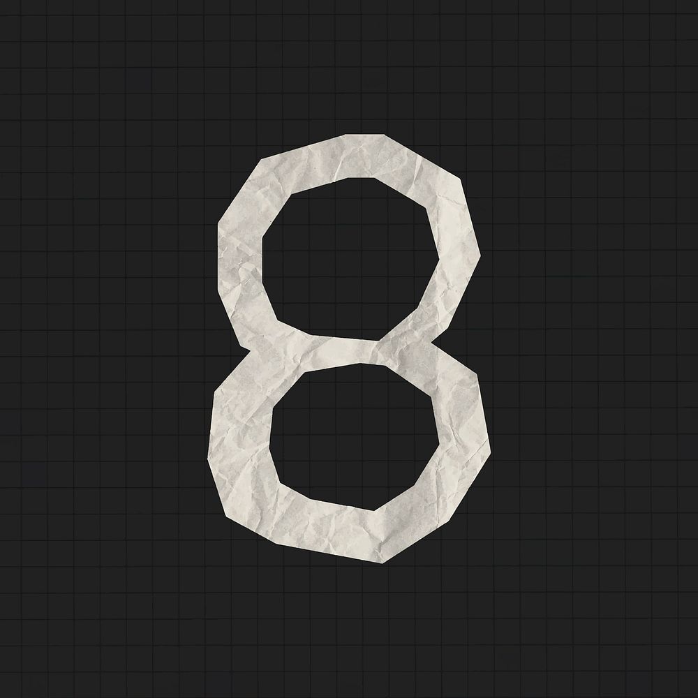 Number 8 typography sticker, crumpled | Vector - rawpixel