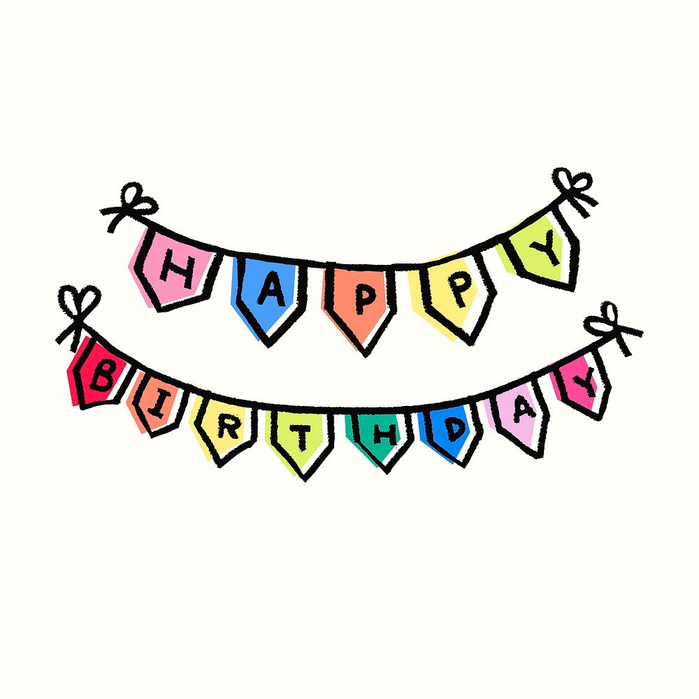 Happy birthday bunting clipart, party | Free Photo Illustration - rawpixel