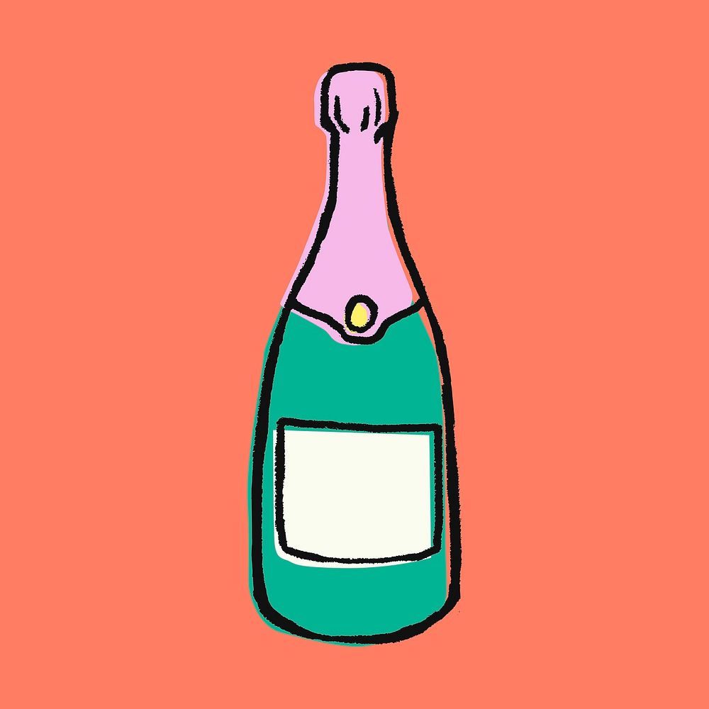 Champagne bottle sticker, celebration drinks | Premium Vector ...
