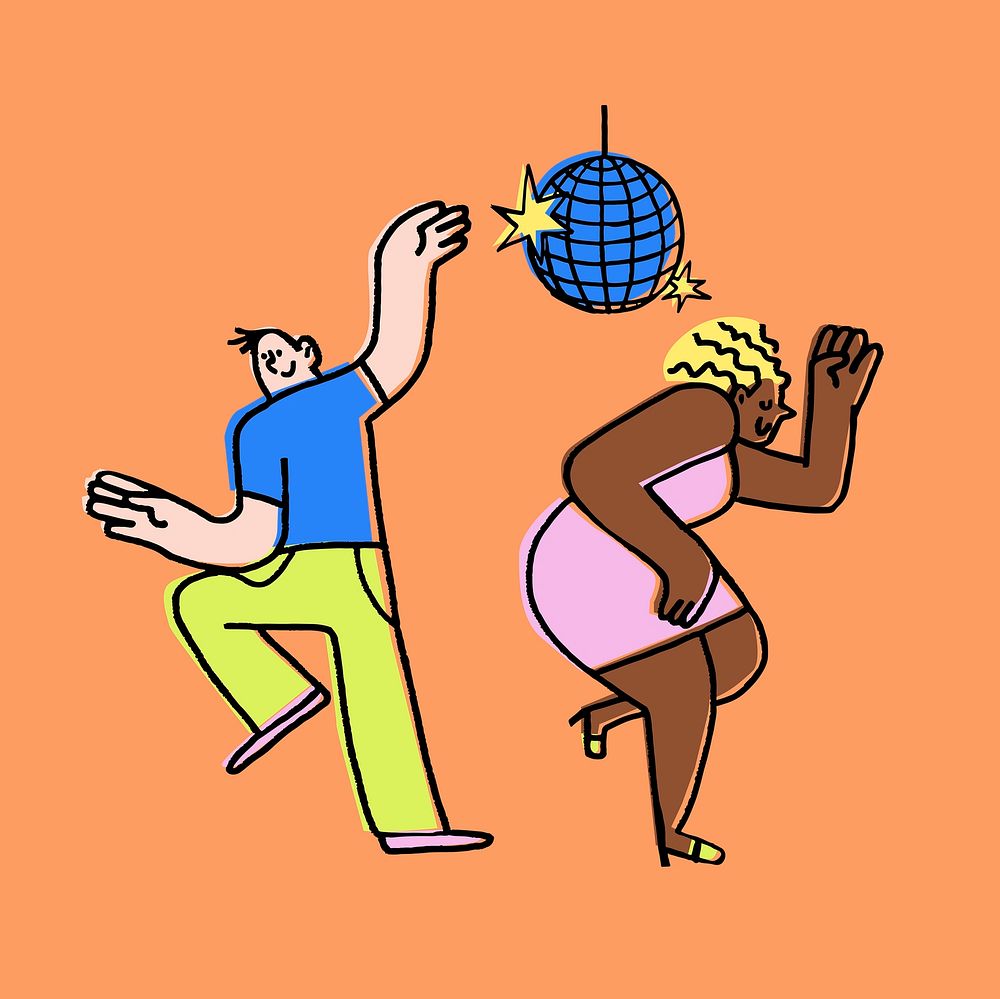 Disco couple sticker, party doodle | Premium Vector Illustration - rawpixel