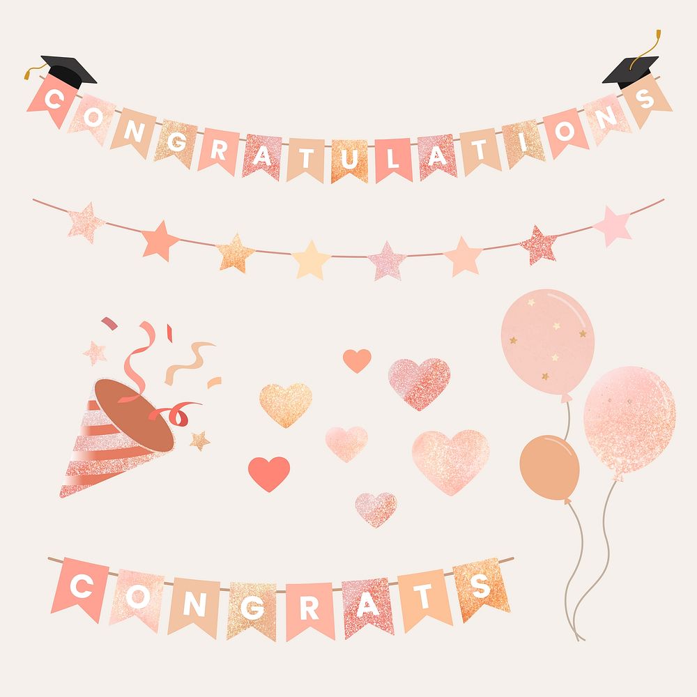 Pink pastel congratulations decoration element | Free Vector - rawpixel