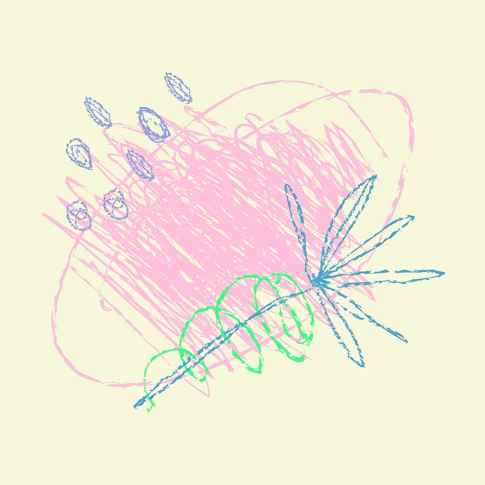 Kids crayon doodle illustration, colorful | Free PSD - rawpixel