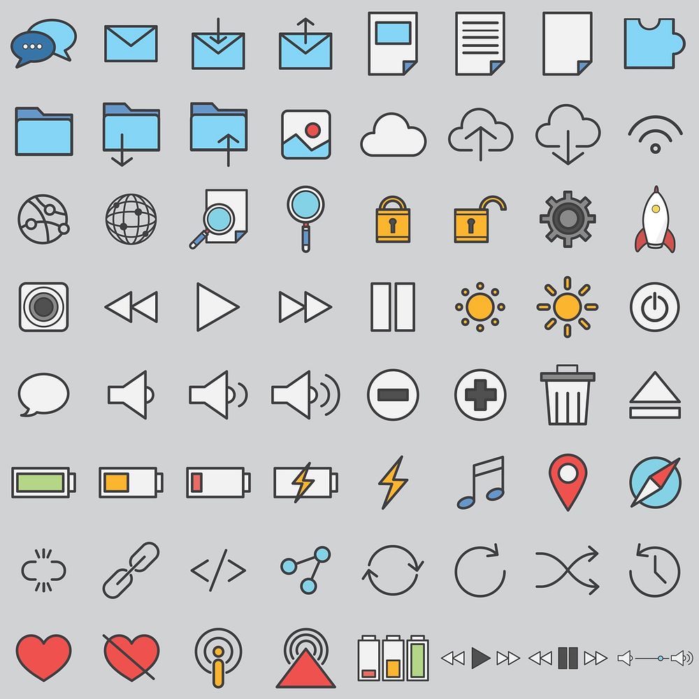 Illustration set simple technology icons | Premium Vector - rawpixel