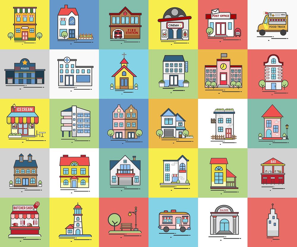 Collection of buildings and houses | Free Photo - rawpixel