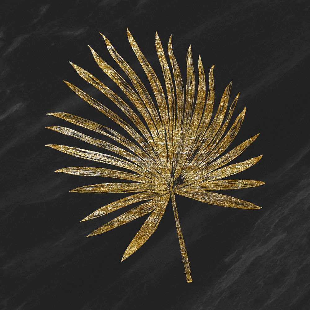 Tropical leaf clipart, gold glitter | Free Photo - rawpixel