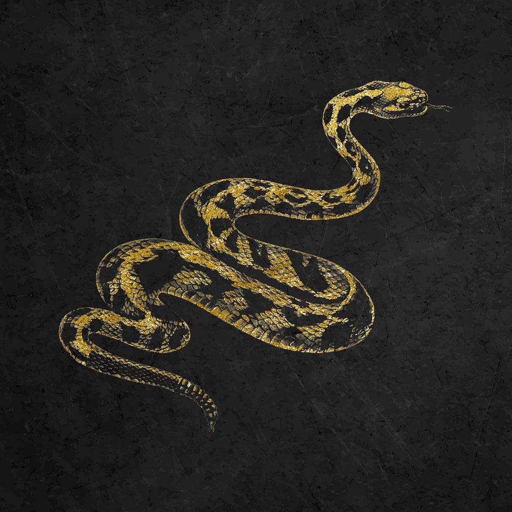 Snake collage element, gold glitter | Premium Vector - rawpixel