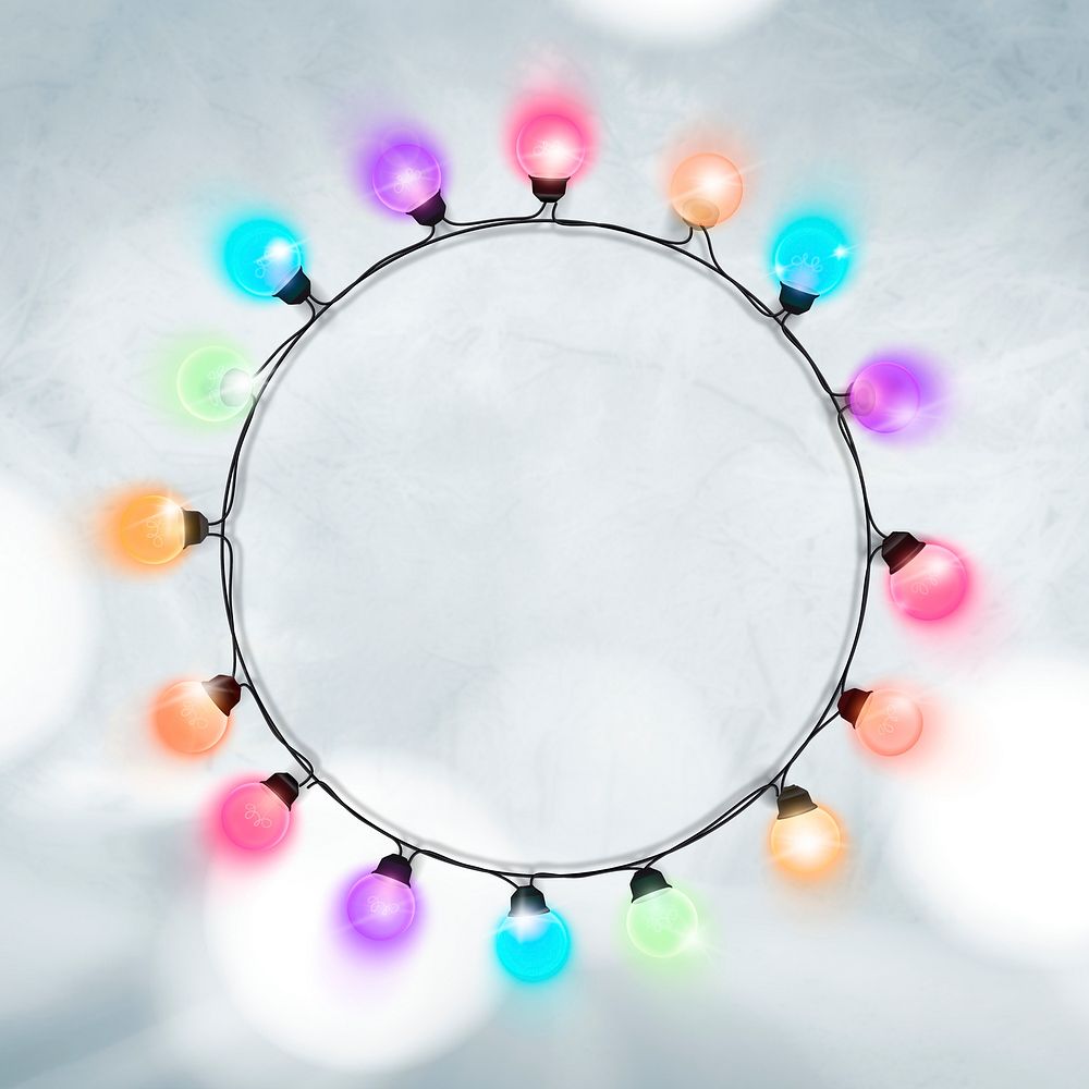 Christmas light string frame, circle | PSD - rawpixel