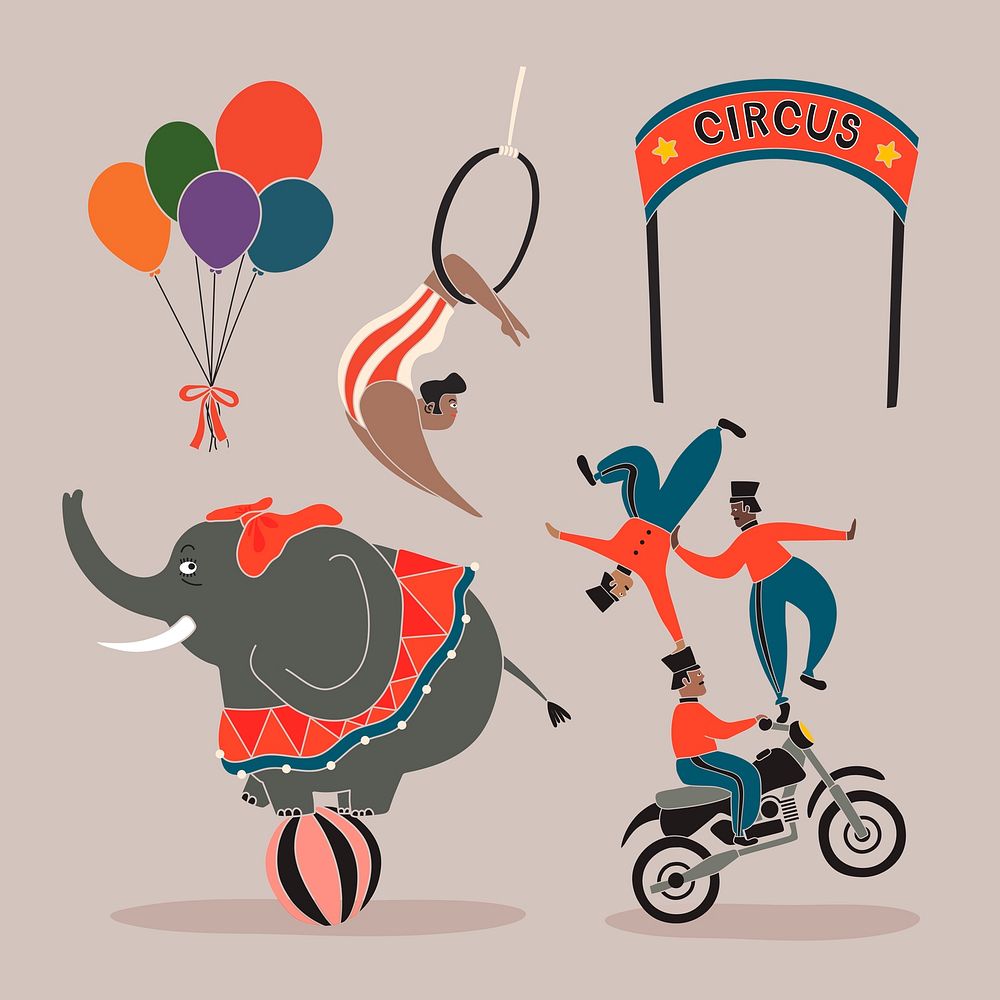 Circus performer illustration psd collection | PSD - rawpixel