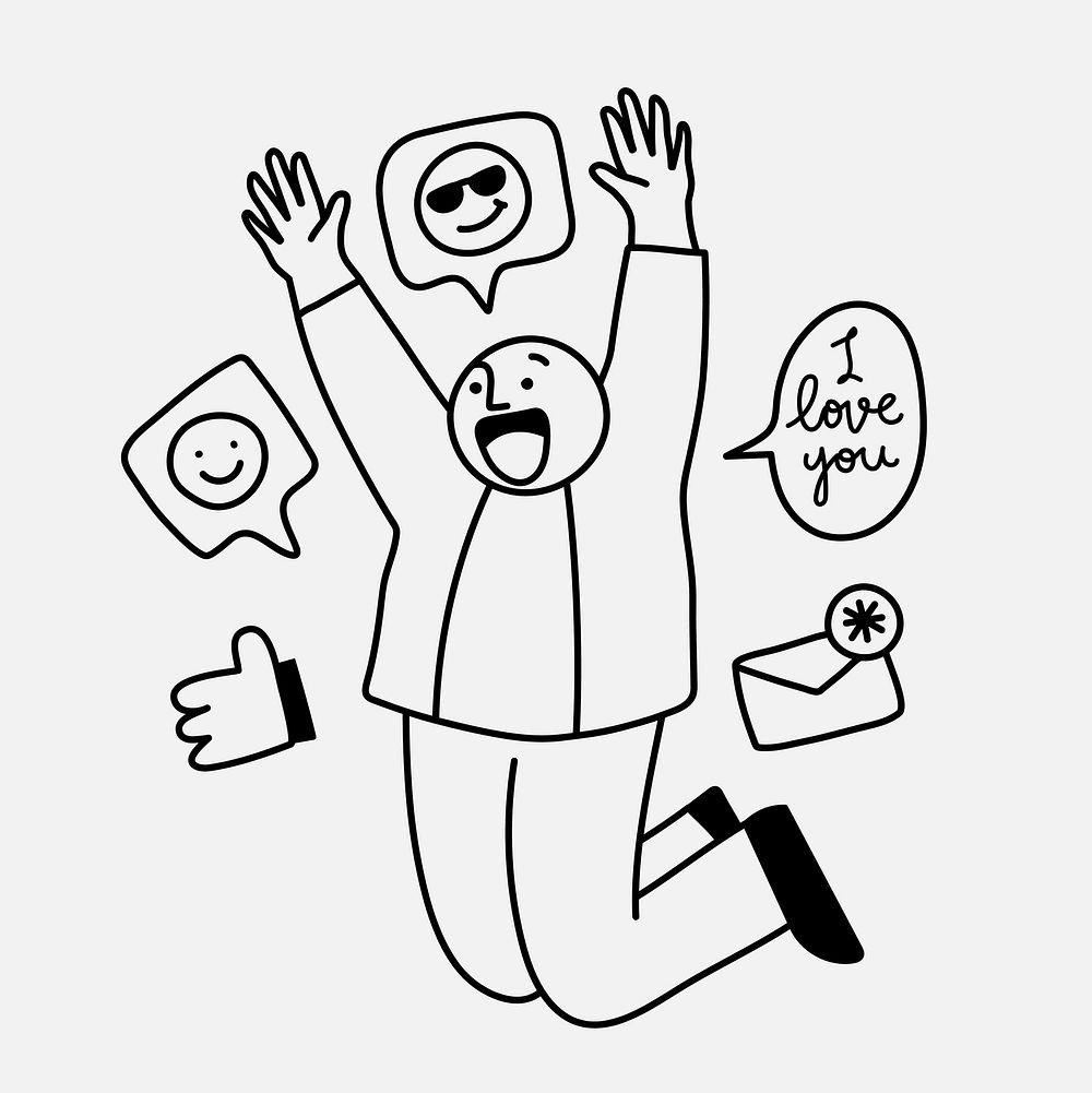 Happy man receiving likes clipart, | Free Photo Illustration - rawpixel