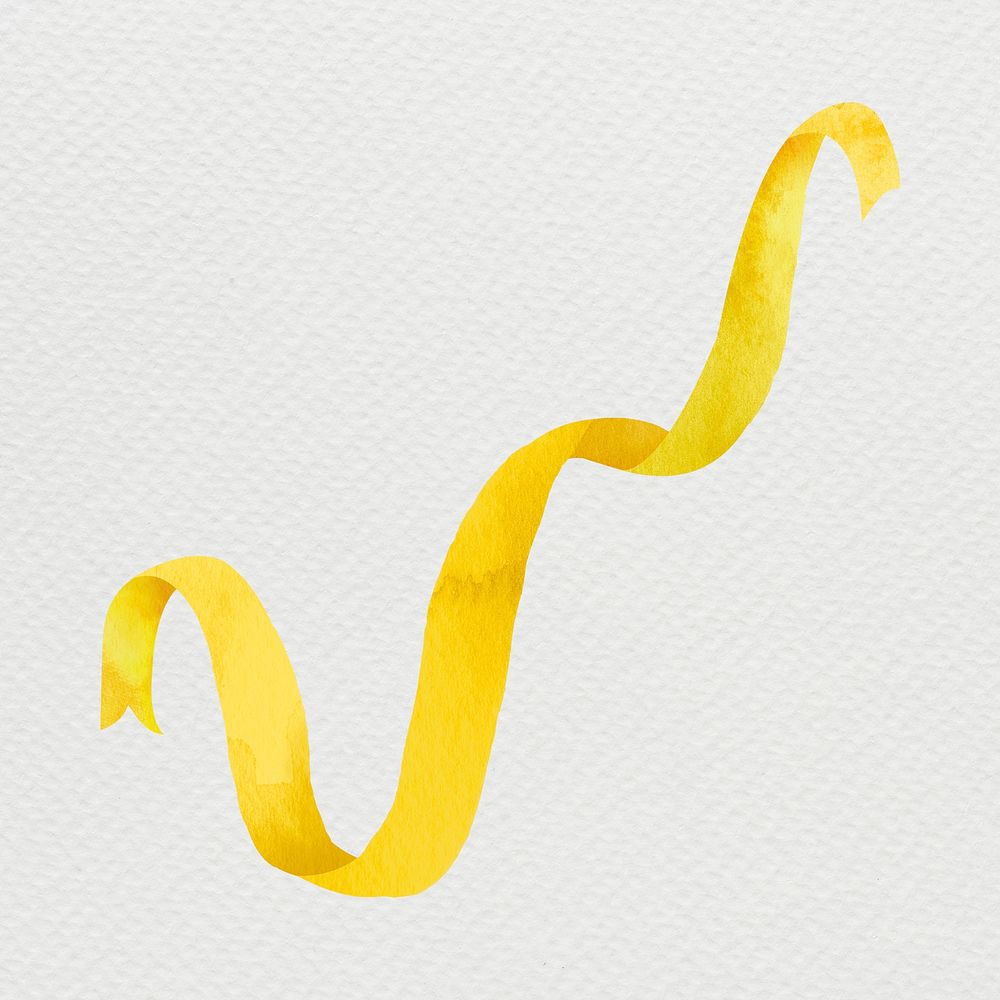 Yellow ribbon collage element, watercolor | Premium PSD - rawpixel