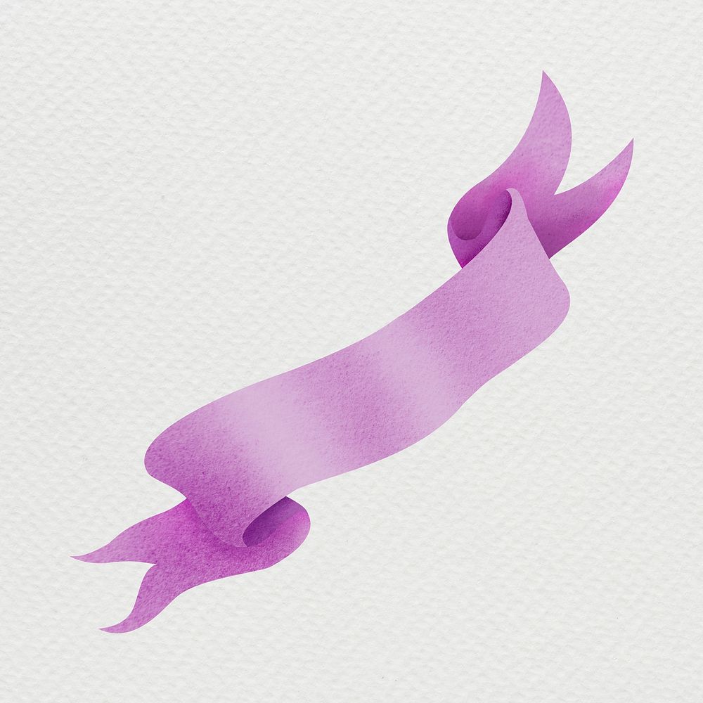Purple ribbon collage element, watercolor | PSD - rawpixel